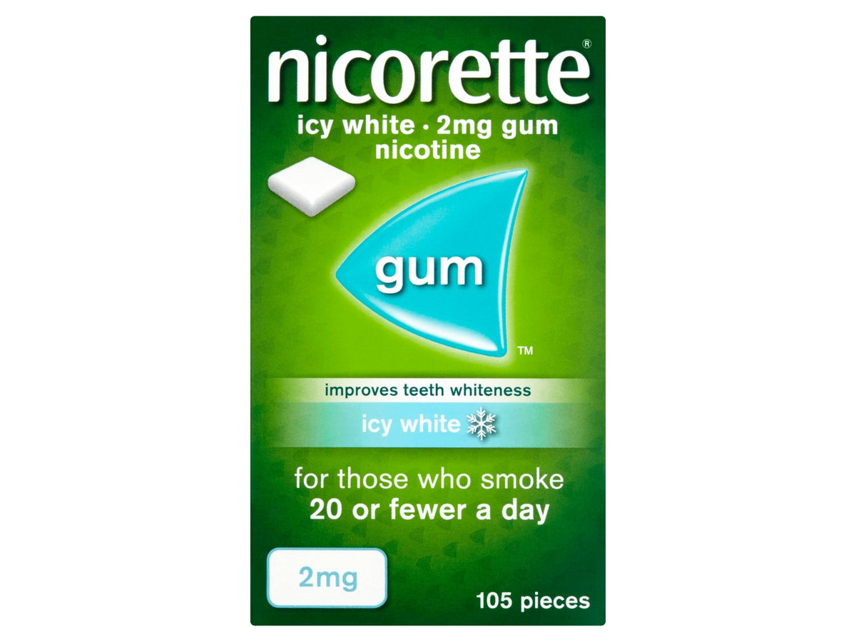 Nicorette Icy White 2mg Medicated Chewing Gum - 105 Tabs – Medipharm Online